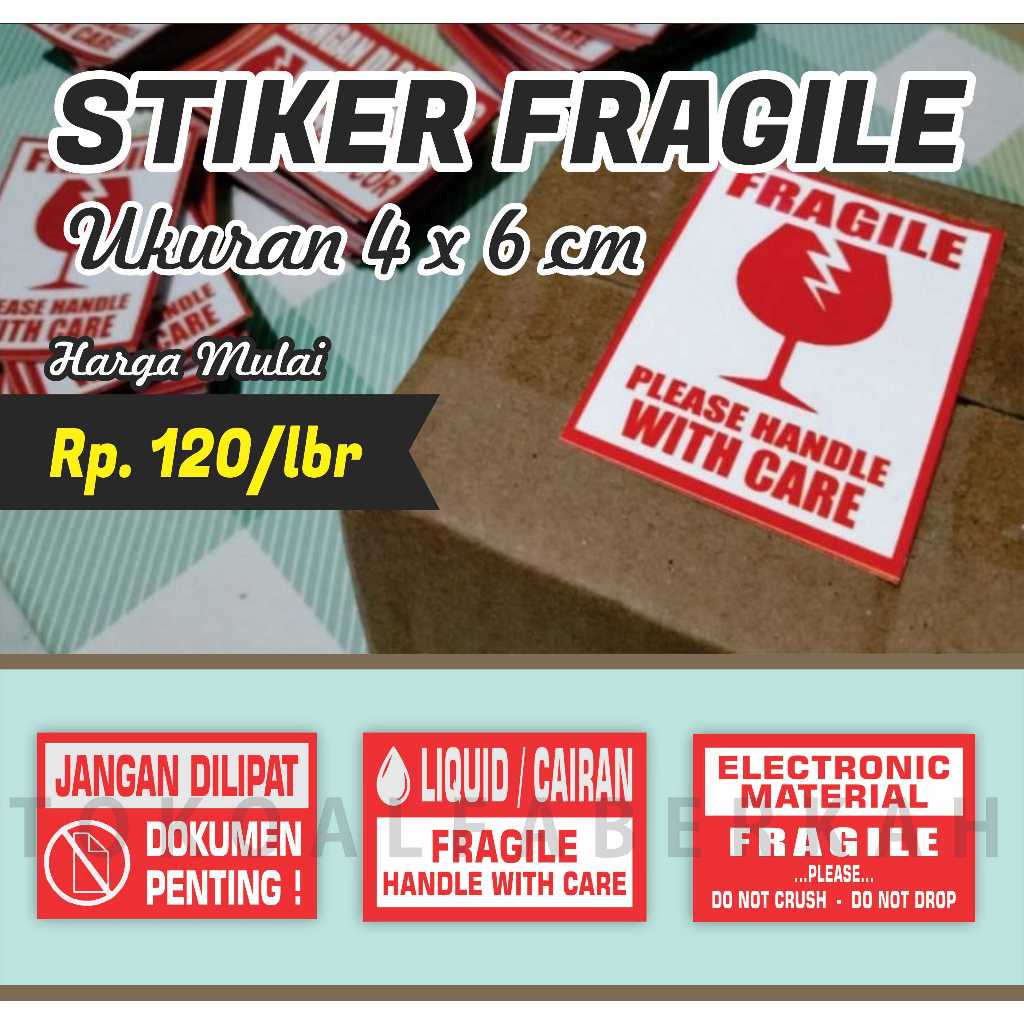 Jual [ 10PCS - BISA COD ] STIKER FRAGILE PECAH BELAH DOKUMEN CAIRAN ...
