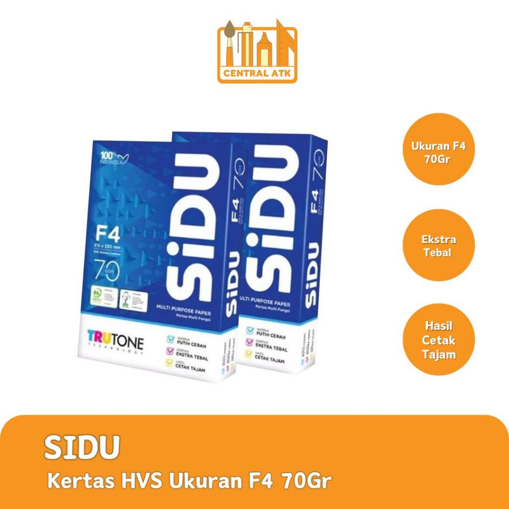 Jual KERTAS HVS / PRINT / FOTOCOPY SIDU F4 70 GRAM (1 RIM) | Shopee Indonesia