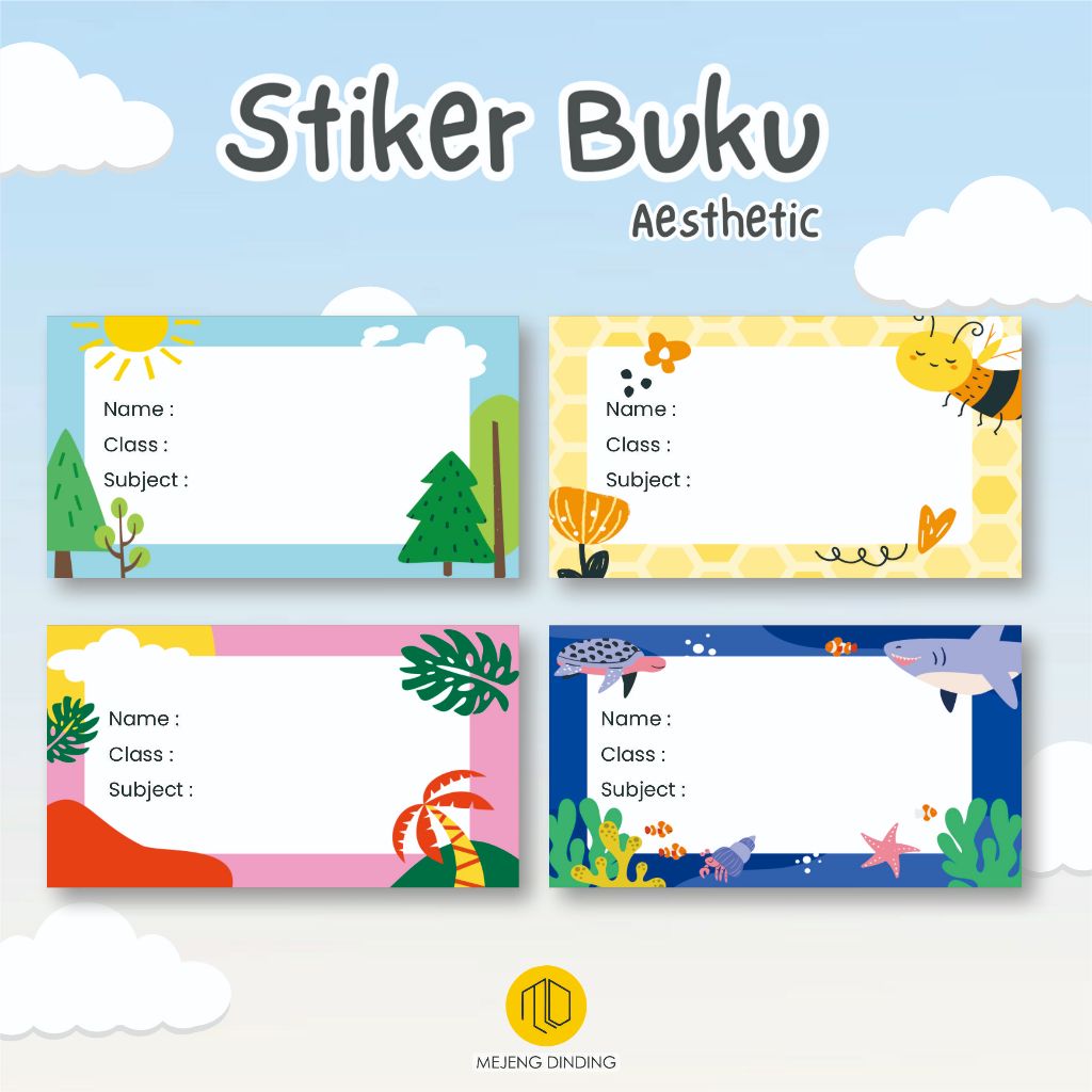 Jual STIKER MAPEL ISI 30 PCS / STIKER BUKU CUSTOM TEMA LEBAH LAUT BUNG ...
