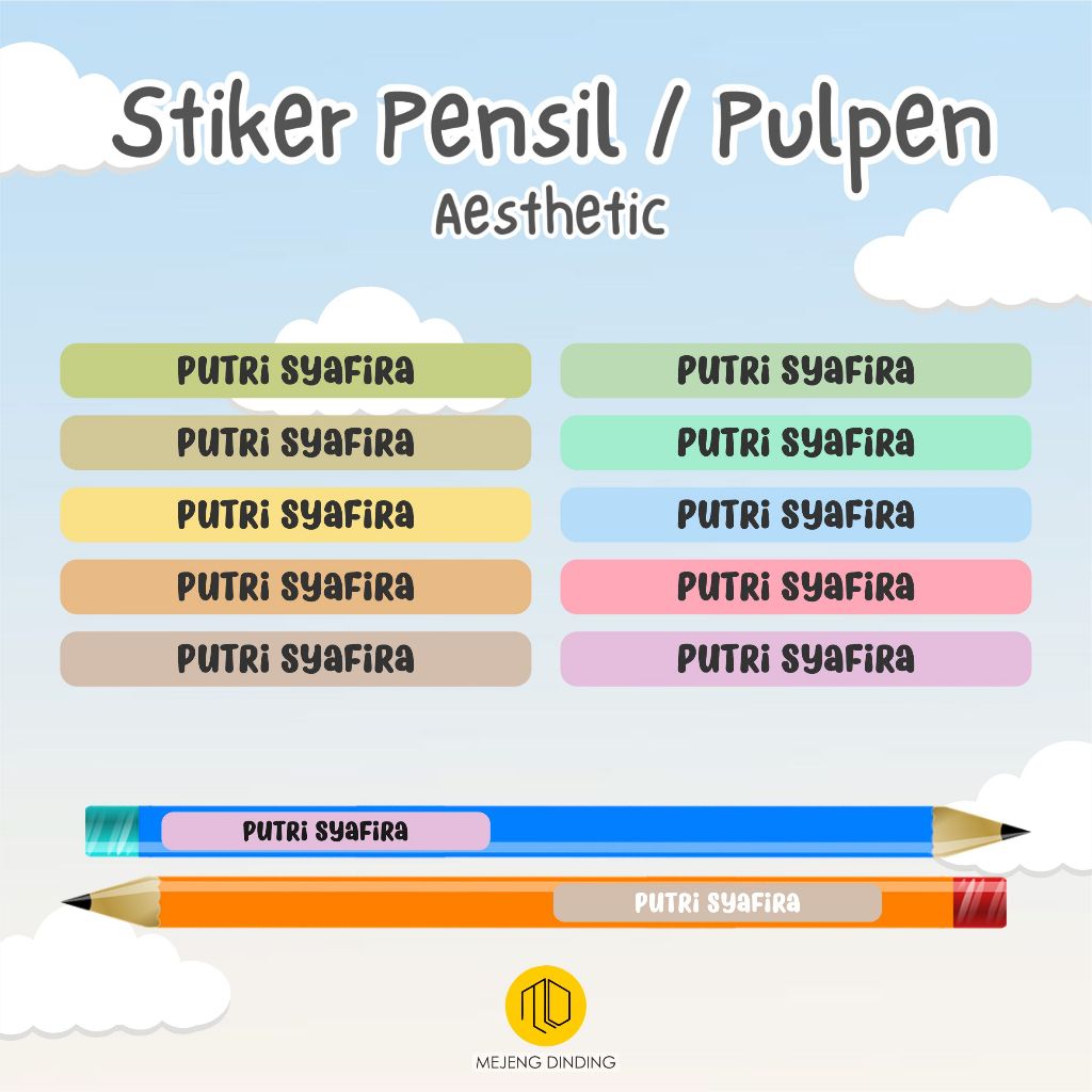 Jual (ISI 50 PCS) STIKER PENSIL CUSTOM NAMA / STIKER LABEL NAMA CUSTOM ...