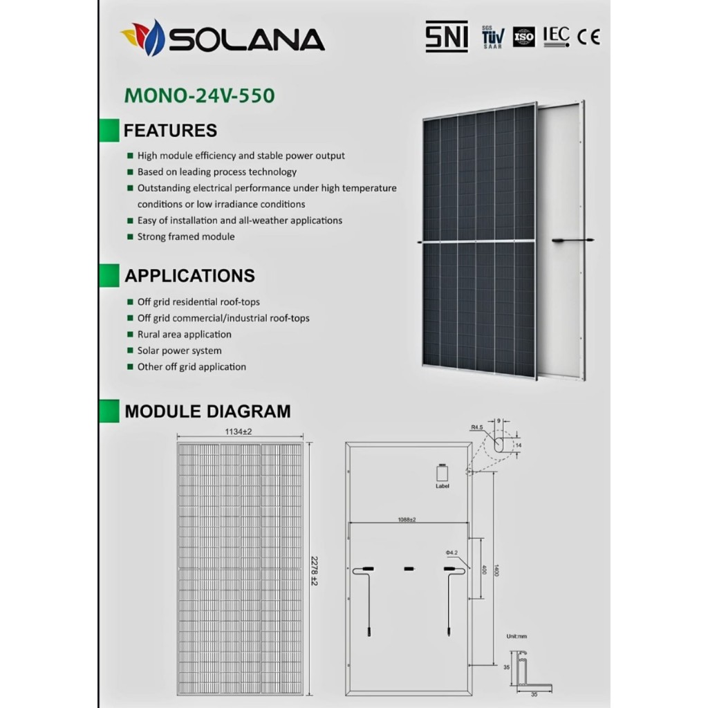 Jual Solar Panel Solana Monocrystaline Panel Surya 550 WP - Gatotkaca ...