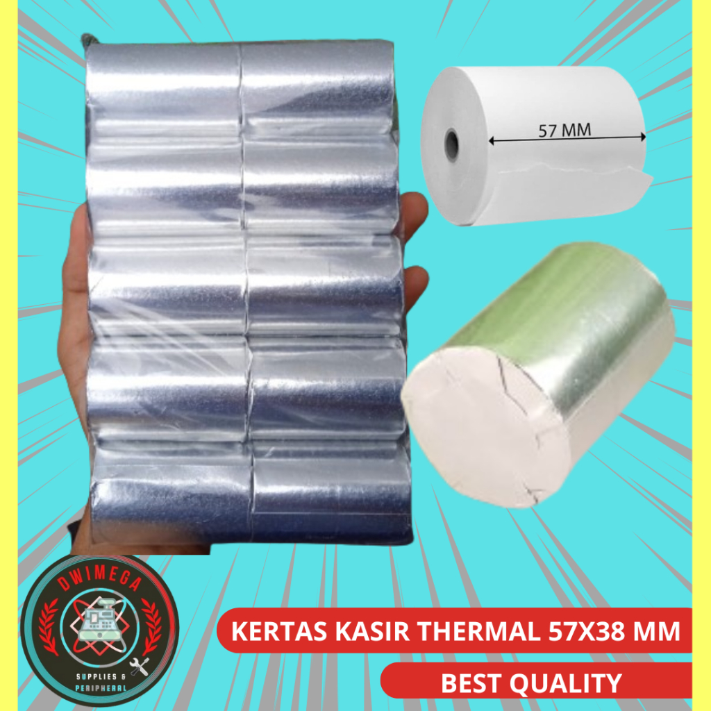 Jual KERTAS THERMAL 57X38MM / KERTAS STRUK KASIR /PAPER ROLL / 1 ROLL ...