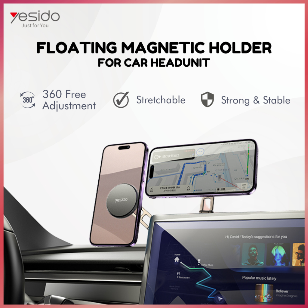 Jual YESIDO Magnetic Phone Holder for Floating Screen Car Head Unit Mobil Layar + Dashboard ...