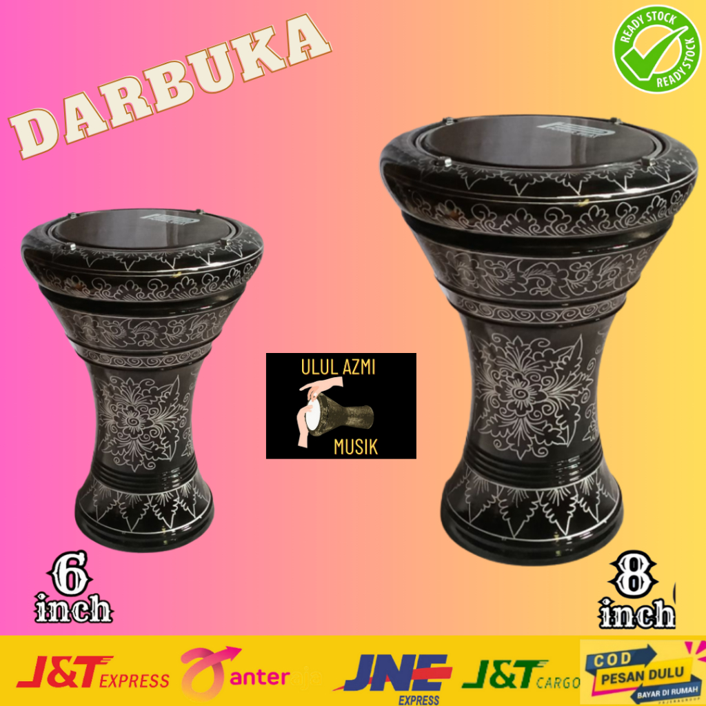 Jual TUMBUK BATU 8 INCH MOTIF BATIK HITAM SILVER ALAT MUSIK HADROH ...
