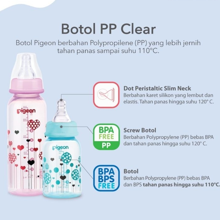 Jual PIGEON PP CLEAR BOTTLE Botol Susu PERISTALTIC SLIM NECK Animal 50ml 120ml 240ml 1pc ...