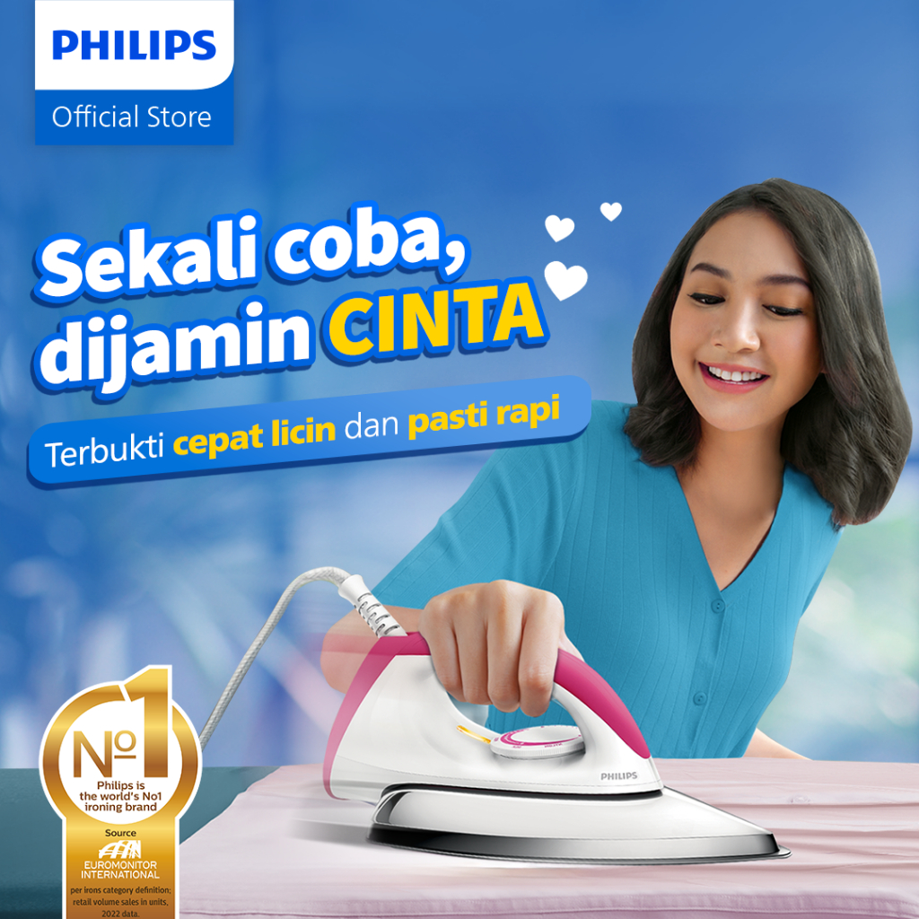 Jual Philips Setrika kering HD1173/40 Pink, Ceramic 4 Lapis, Anti ...