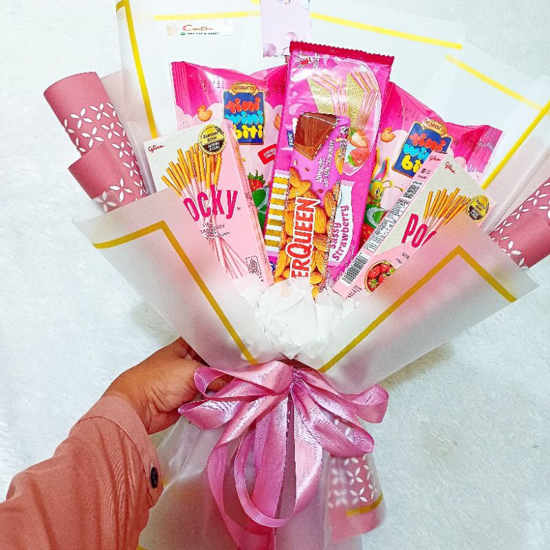 Jual Buket Jajan Snack Ukuran Jumbo Pink Silverqueen Coklat Pocky ...