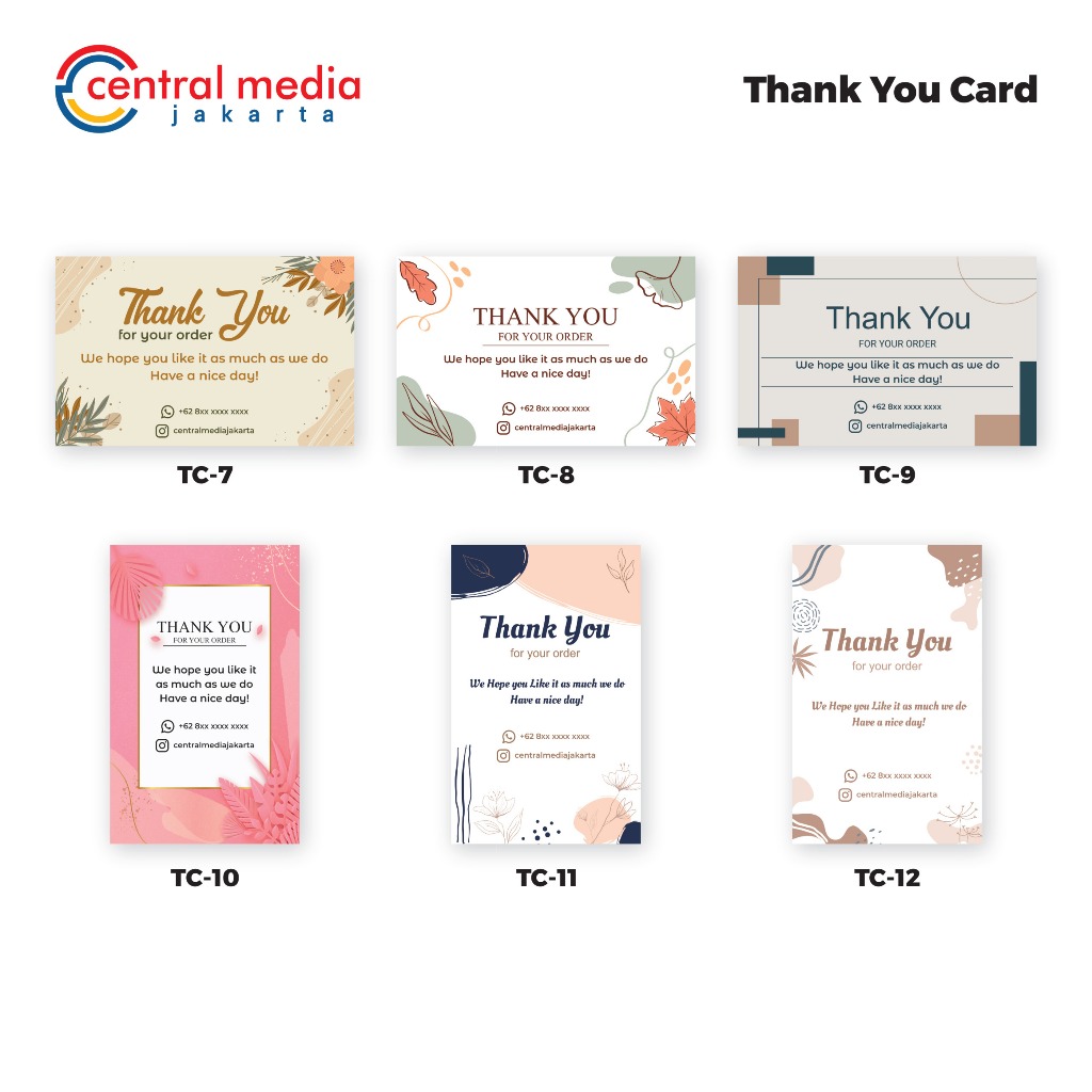 Jual Cetak Thank You Card Custom Kartu Ucapan Terima Kasih Online Shop Art Carton 260 Gr ...