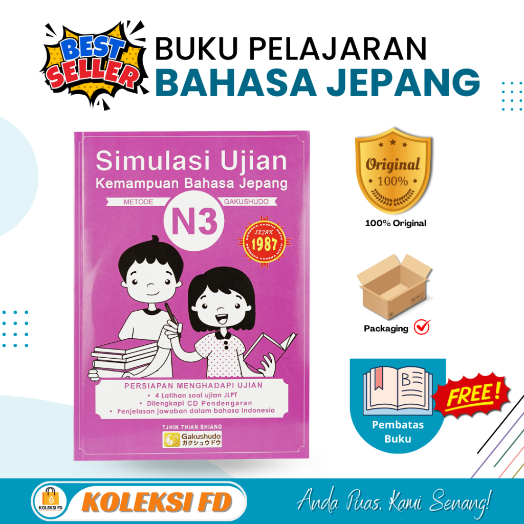 Jual Buku bahasa Jepang || Simulasi Ujian N3 + CD Metode Gakushudo 100% ...
