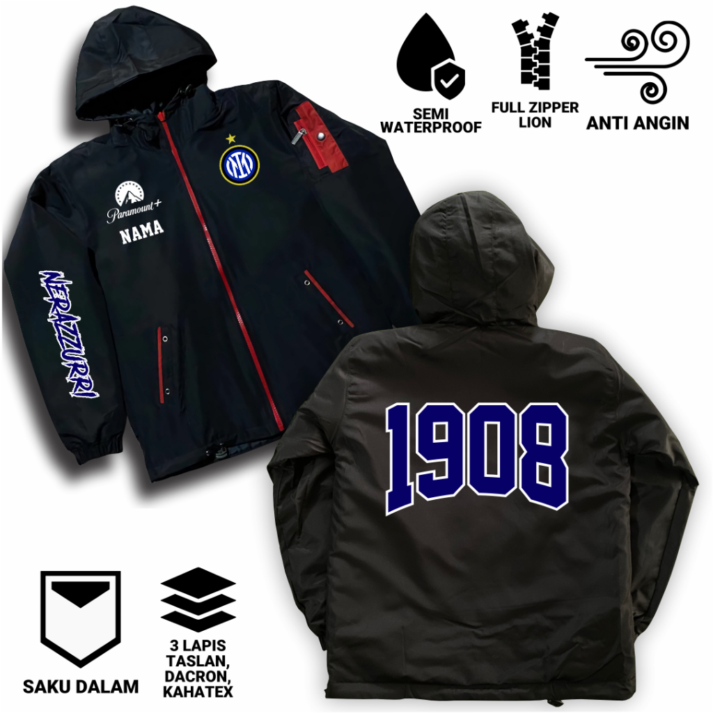 Jual Jaket Anak Bola Inter Milan Nerrazzuri Parasut Semi WF | Shopee ...