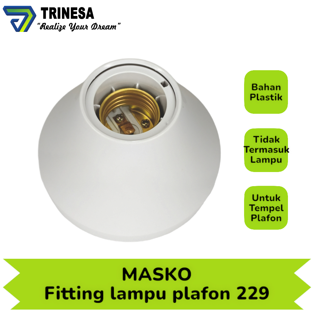Jual Fitting Plafond / Rumah Lampu Masko 229 (Putih) | Shopee Indonesia