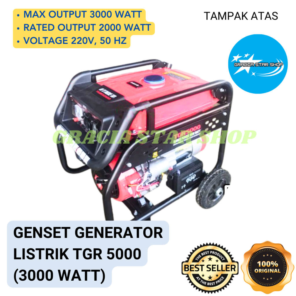 Jual GENSET GENERATOR LISTRIK TGR 5000 3000WATT BENSIN PORTABLE ...