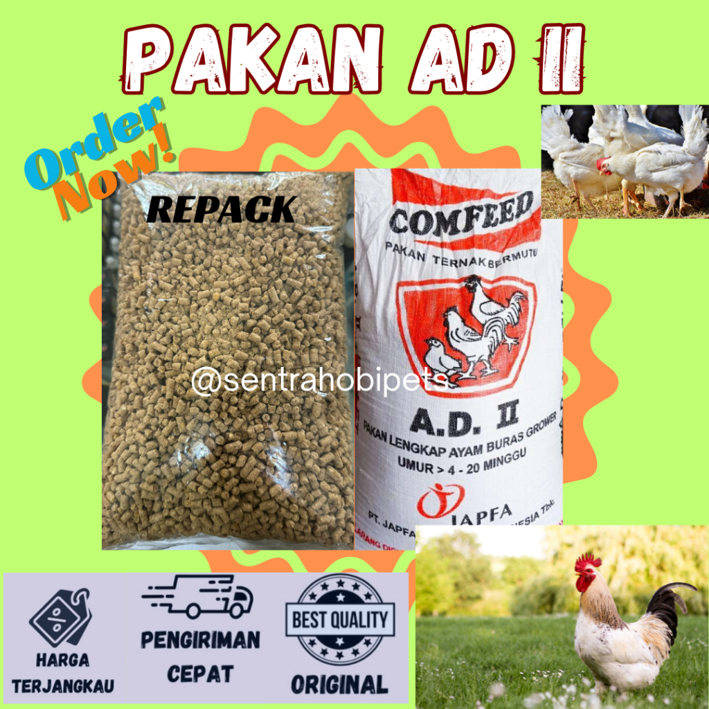 Jual AD 2 Pakan Makanan Pur Voer Poor Ayam Bangkok Kampung Hias 1 Kg ...