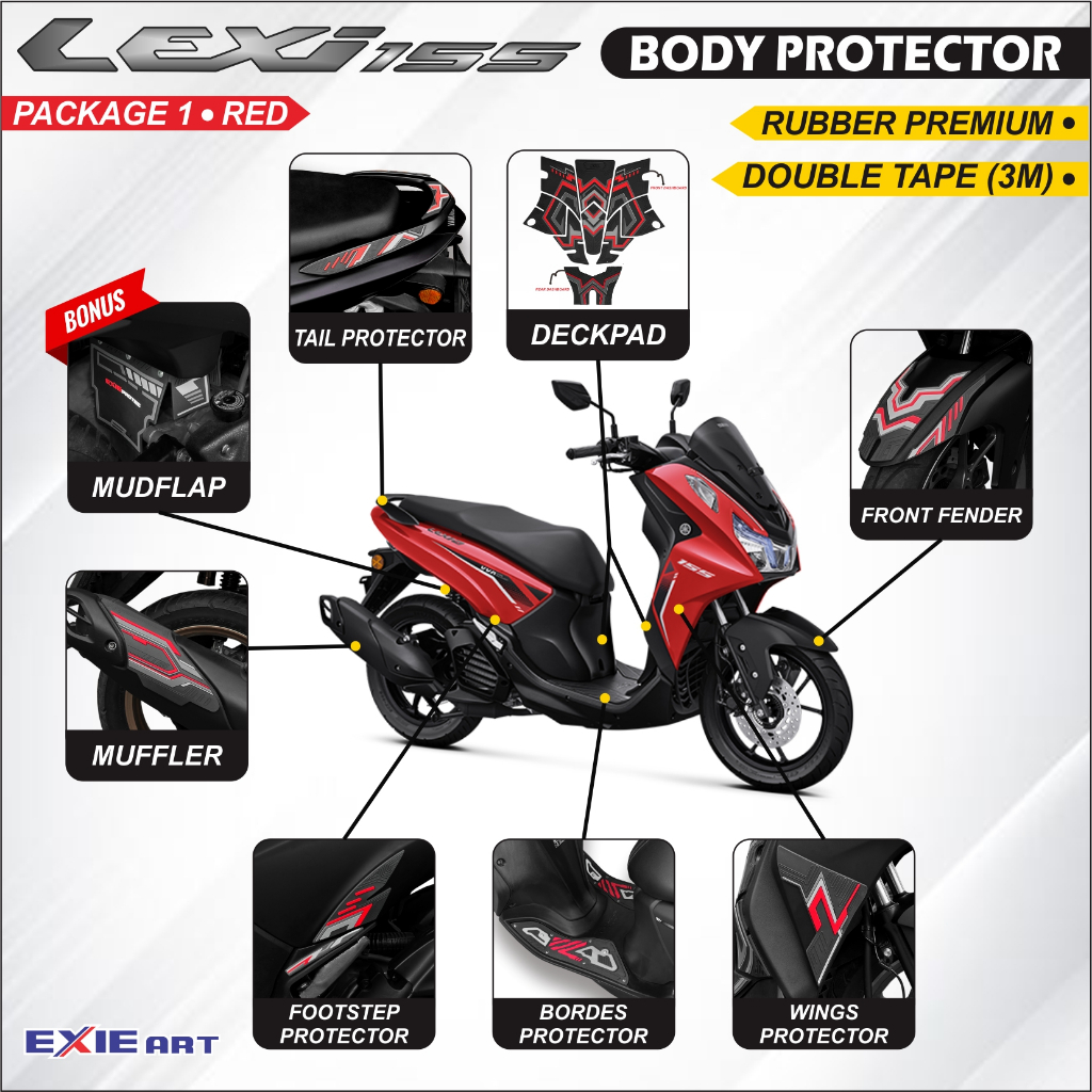 Jual Paket Komplit Body Protector Yamaha Lexi 155 Stiker Karet ...