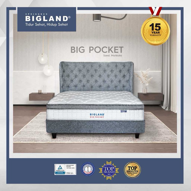 Jual SPRING BED BIG LAND BIG POCKET ( BONUS Bantal BIGLAND ) | Shopee Indonesia