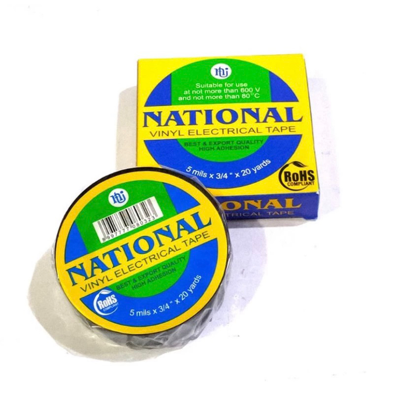Jual National Isolasi Listrik Hitam 3/4" 20 Yards Vinyl Electrical Tape ...
