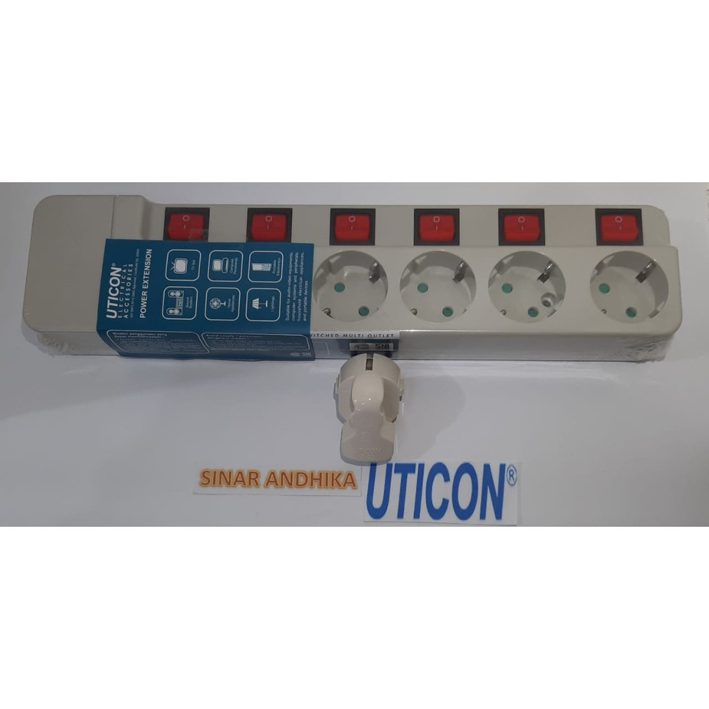 Jual STOP KONTAK UTICON 6 LUBANG ST-1685 SN TANPA KABEL+STEKER L UTICON ...