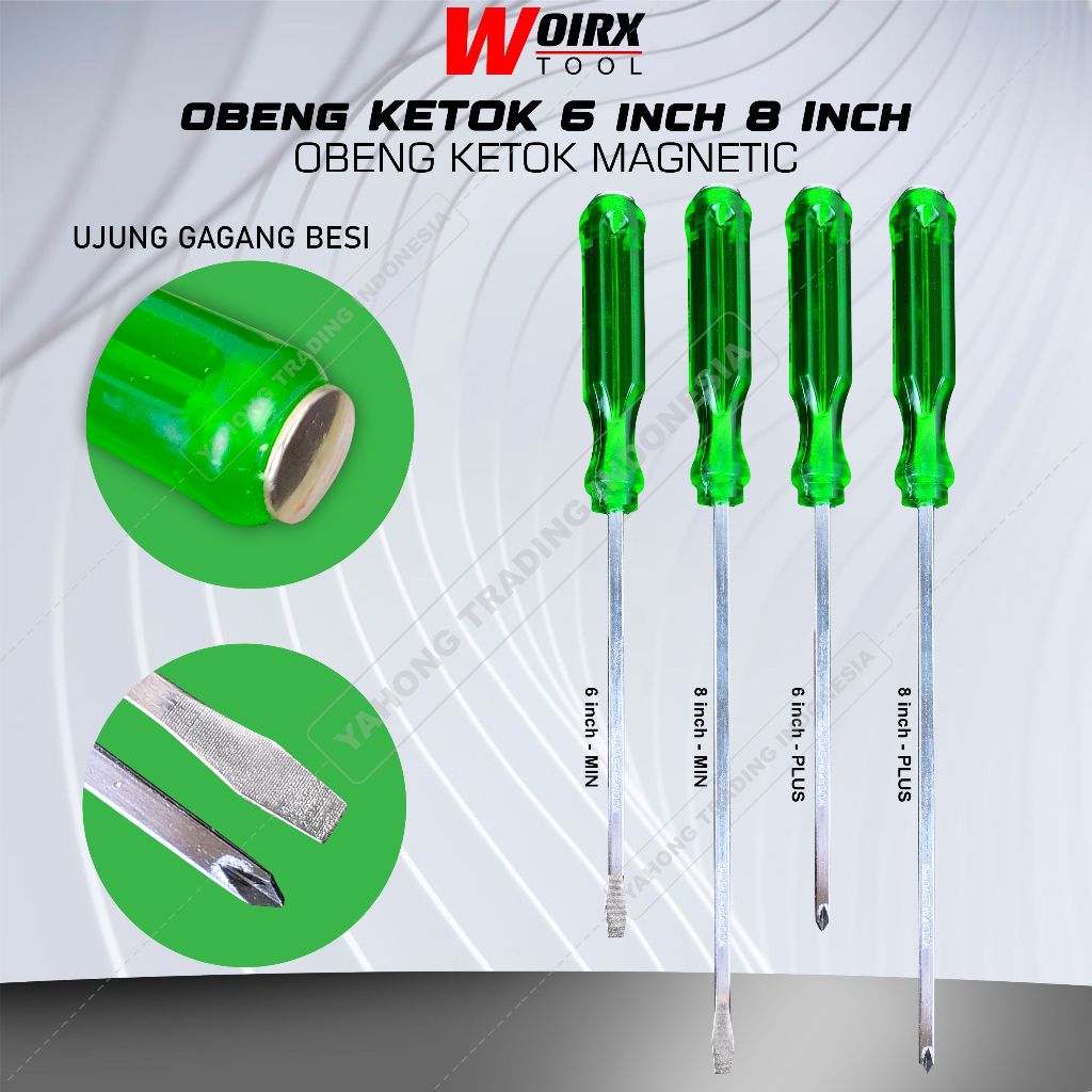 Jual Obeng Ketok Obeng Getok Plus Minus Magnet 6" 8" inch gagang Fiber ...
