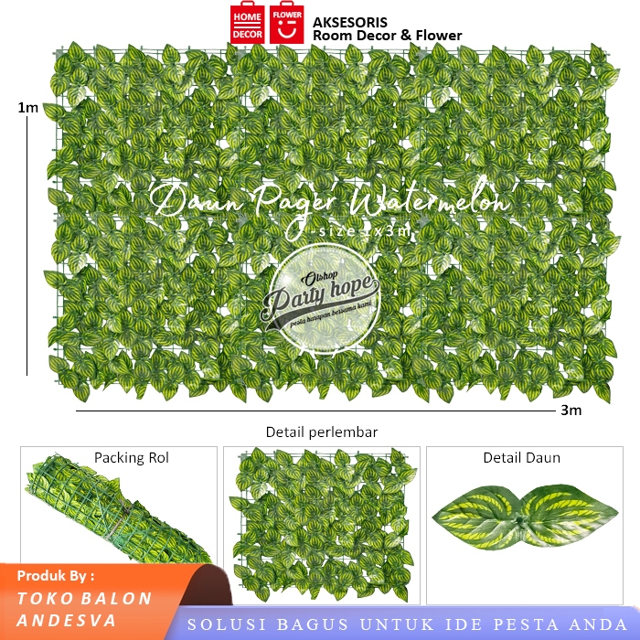 Jual Daun Rambat Dinding Pagar Motif Watermelon 1 Roll 1x3 meter daun ...