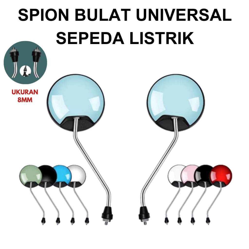 Jual Kaca Spion Bulat Panjang Sepeda Listrik Universal/ Rear View ...