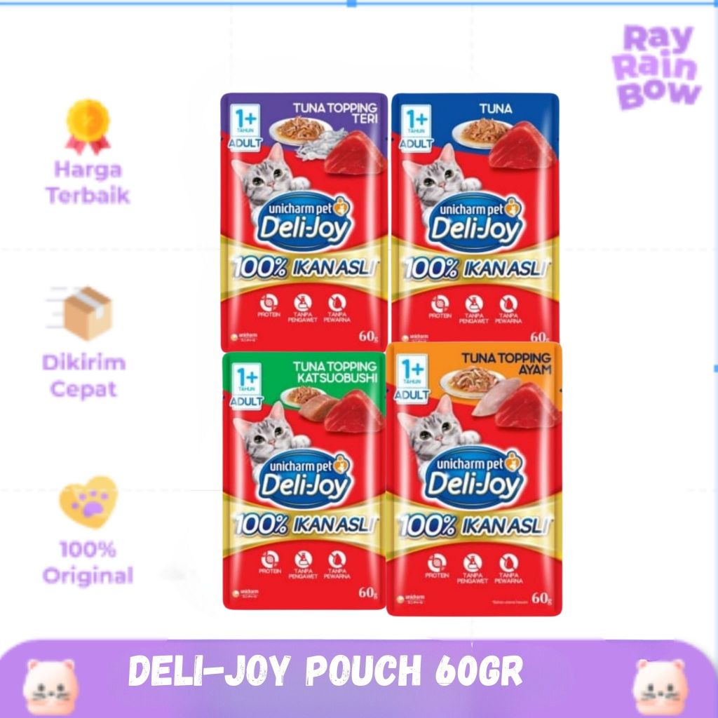Jual Makanan Kucing Basah Deli Joy Cat Wet Food Pouch Sachet 60 Gram ...