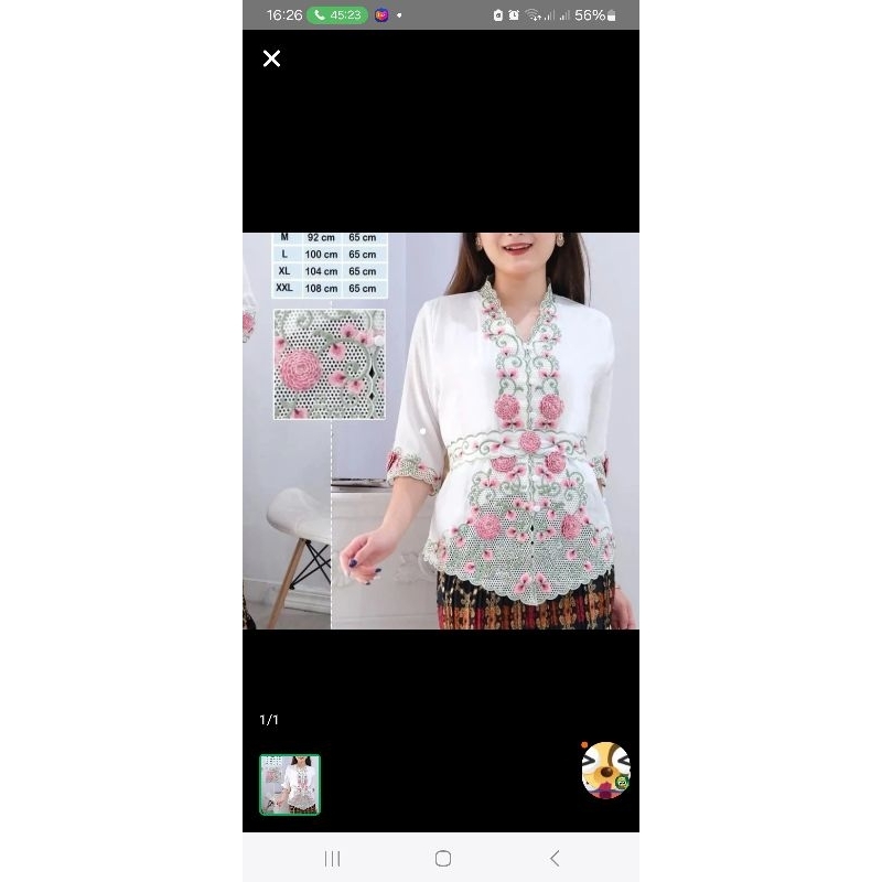 Jual Kebaya xl xxl 3L putih / kebaya katun bordir jumbo / kebaya encim ...