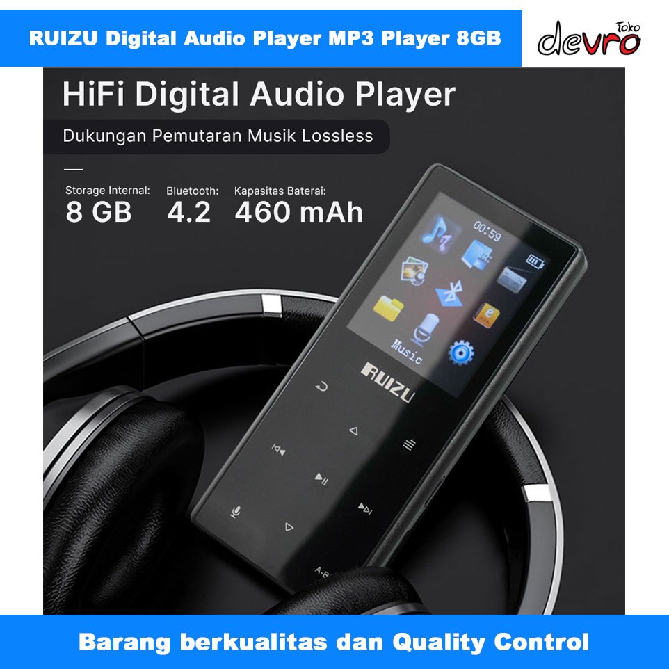 Jual Ruizu D29 HiFi DAP MP3 Player- Bluetooth - 8GB - Radio FM - Voice ...