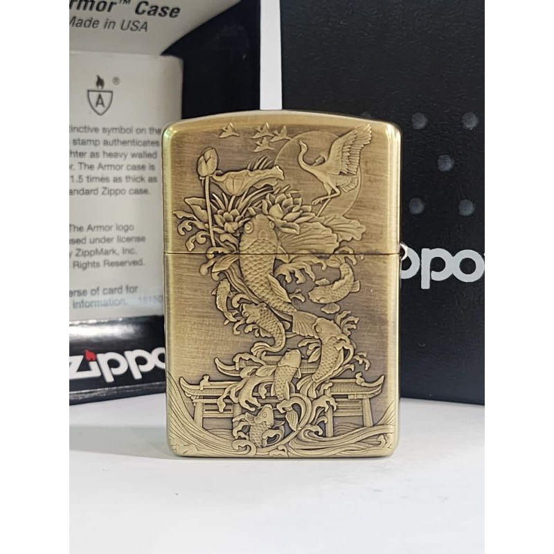 Jual Original Zippo Armor Chinese Dragon and Koi Fish 2 sisi Japan Finish | Shopee Indonesia