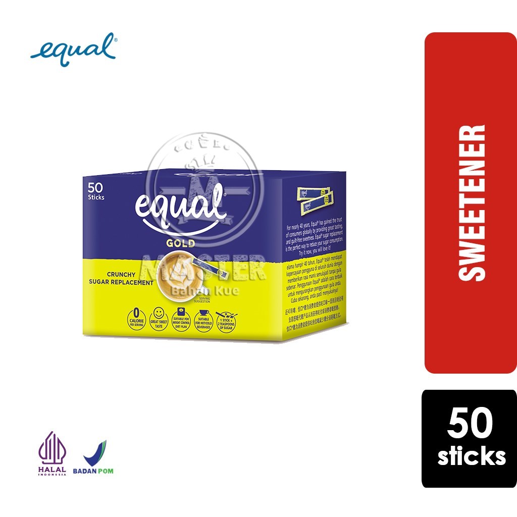 Jual Gula Pemanis Equal GOLD Sweetener Nol Kalori [1 Box isi 50stik ...