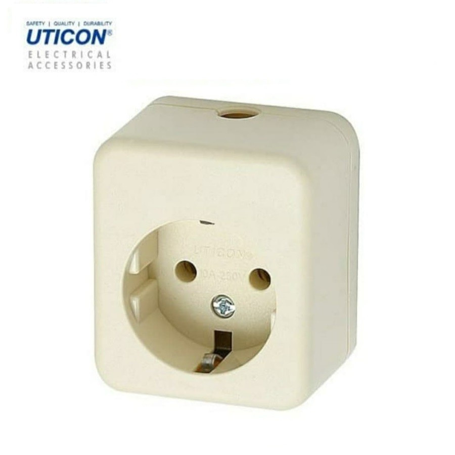 Jual Stop Kontak Lubang 1 Terminal Kuningan Uticon | Shopee Indonesia
