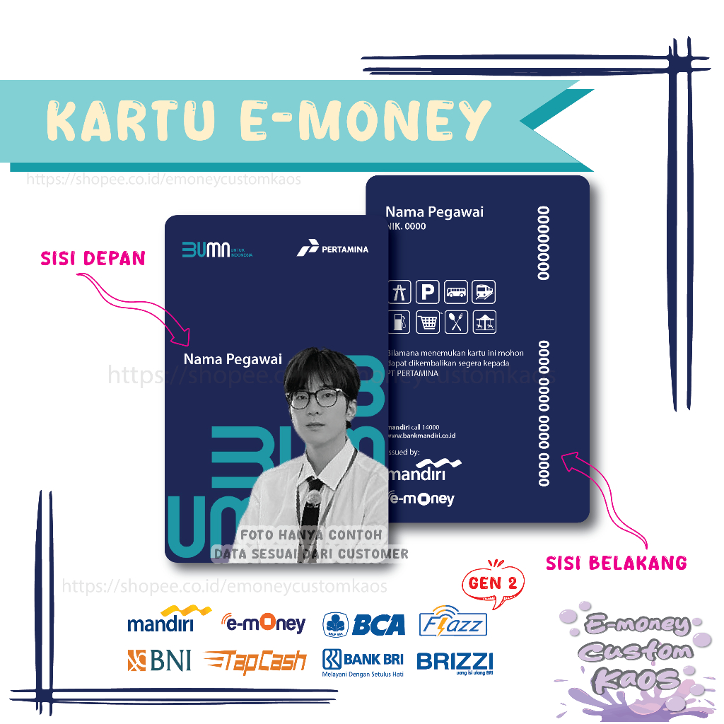 Jual KARTU EMONEY ID CARD PERTAMINA BUMN E MONEY ETOLL MANDIRI FLAZZ ...
