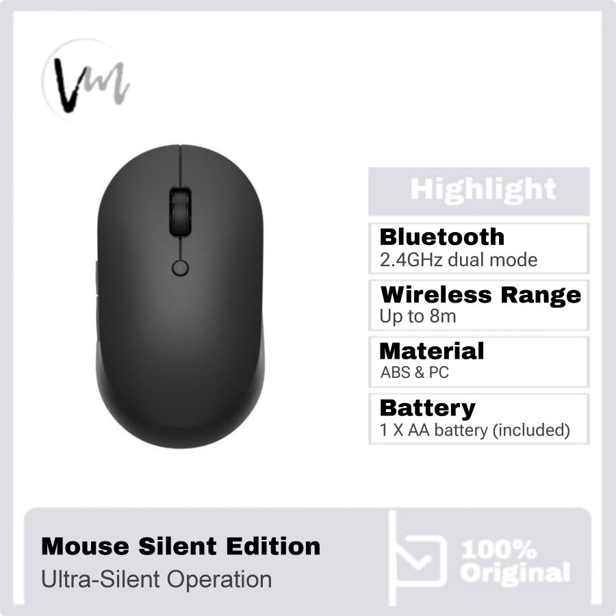 Jual Xiaomi Mouse Silent edition Wireless Gaming Dual Mode 1300DPI ...