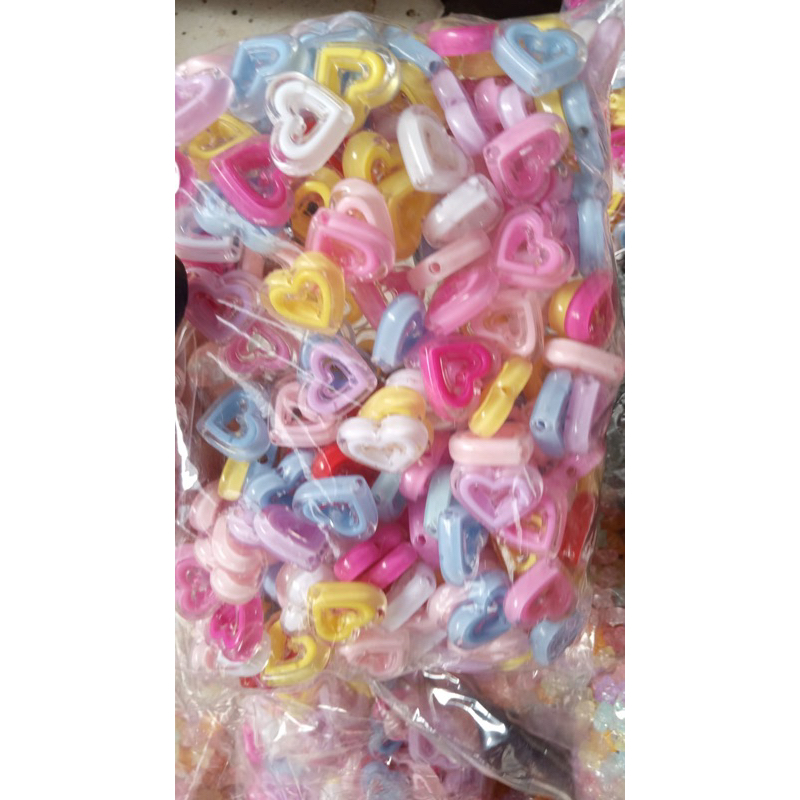 Jual manik akrilik list love double bolong mix warna isi 1 pon | Shopee ...