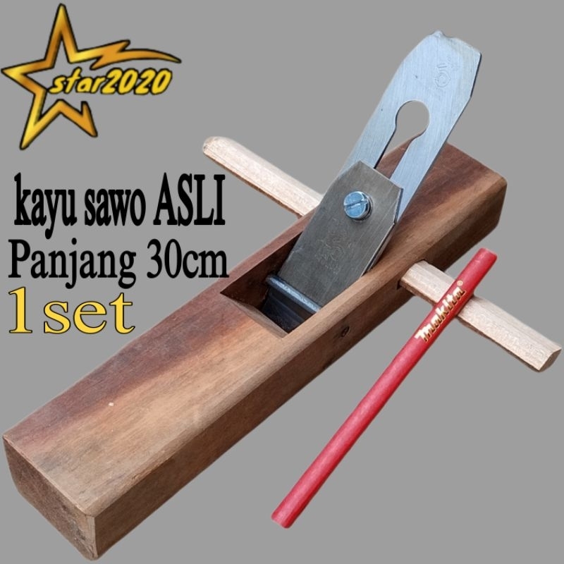 Jual serutan kayu tradisional asli kayu SAWO 30CM bonus pencil | Shopee ...
