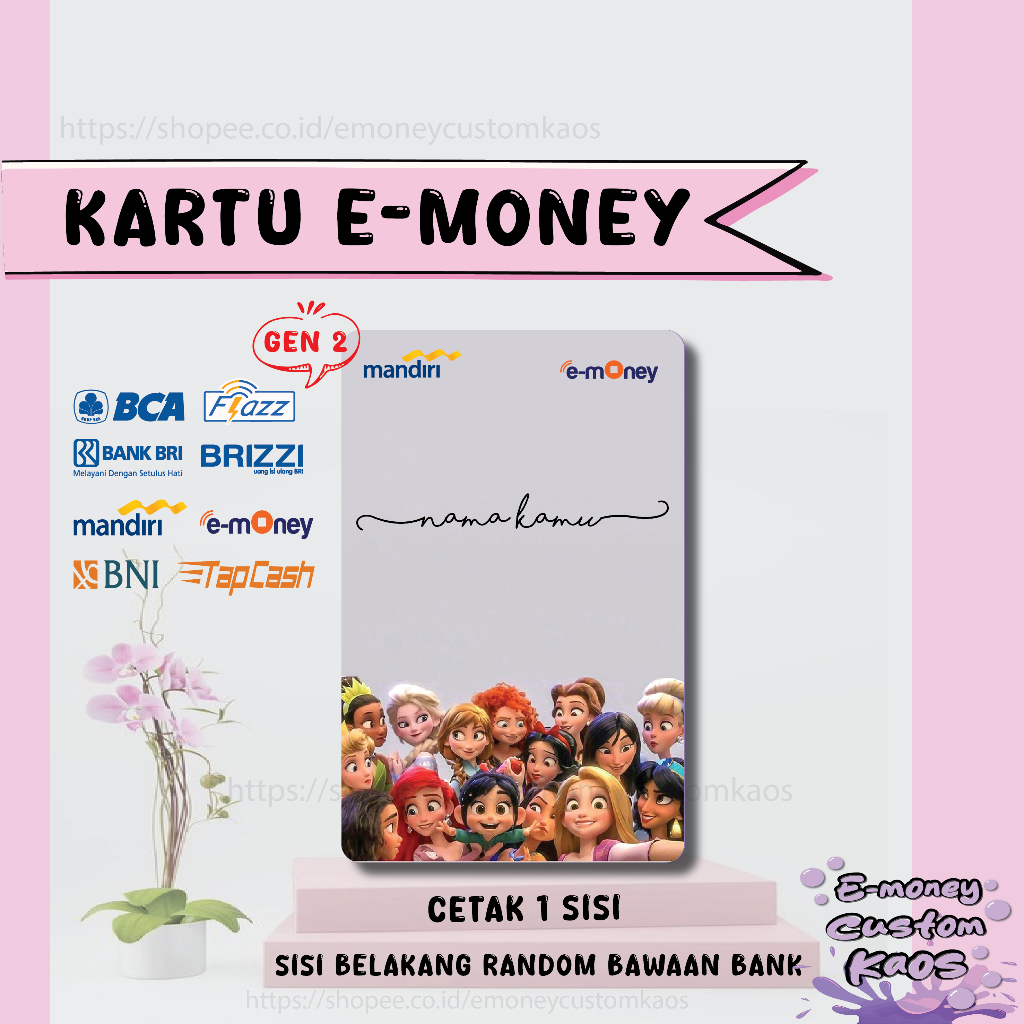Jual KARTU EMONEY ETOLL ANIME PRINCESS SELFIE MANDIRI FLAZZ BCA BNI ...