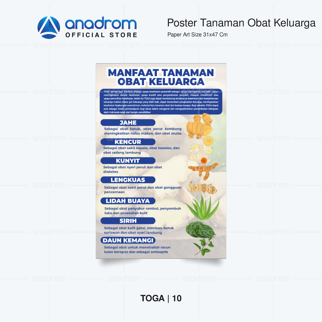 Jual Poster Toga - Tanaman Obat Keluarga | Poster Promosi Edukasi ...