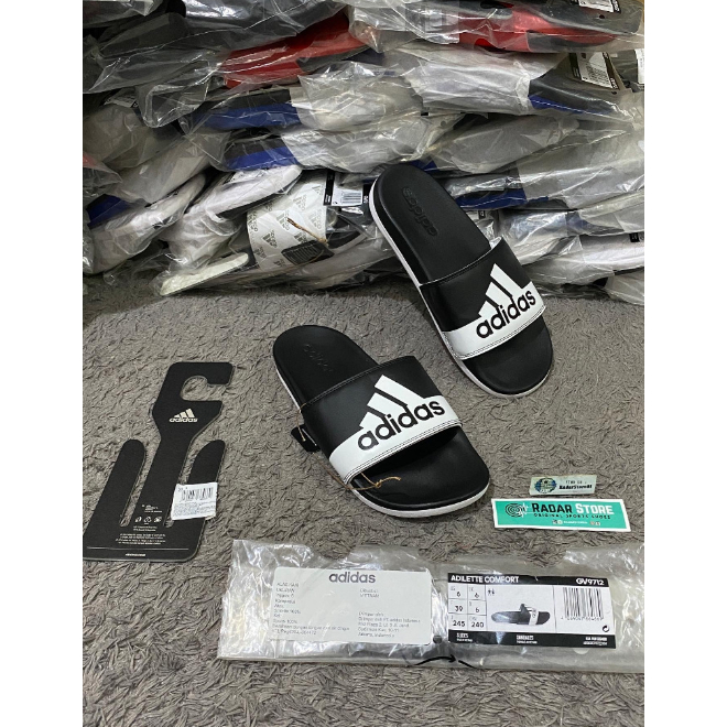 Jual Sandal Adidas Adilette Comfort Black White GV9712 Original ...