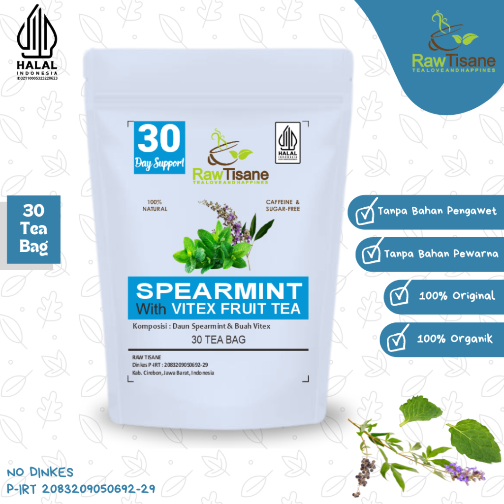 Jual RAW TISANE Spearmint With Vitex Fruit Tea : Teh Daun Spearmint & Buah Vitex Isi 30 Tea Bag ...