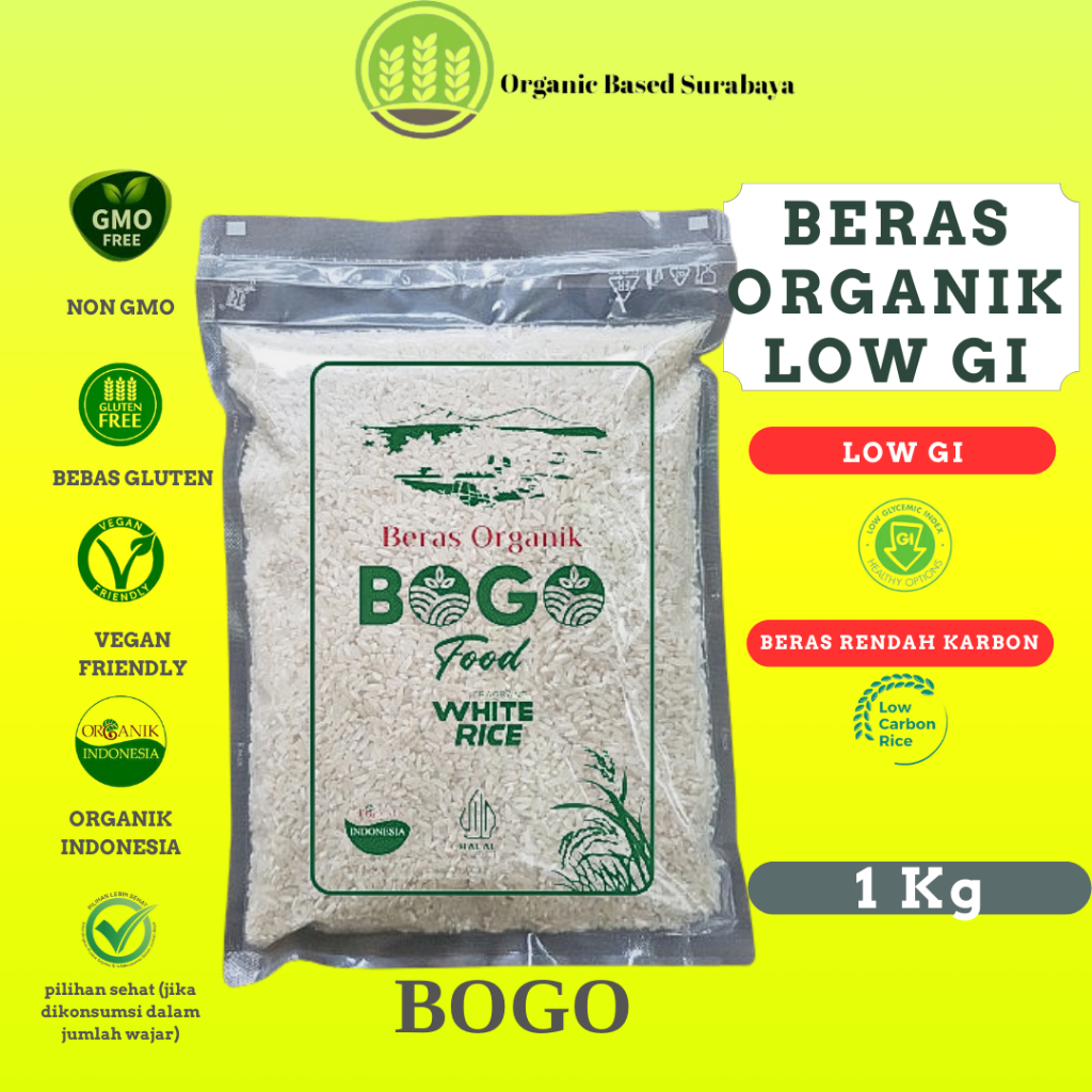 Jual Beras Putih Organik 1KG (Rendah IG)/Beras Diabet, Non GMO,Non ...