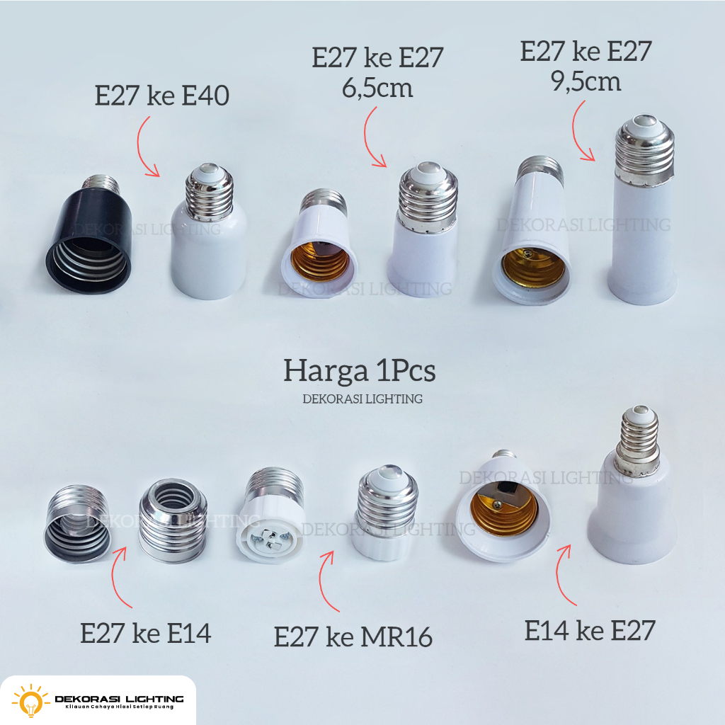 Jual Fiting convert e27 ke e27 e40 e14 mr16 G5.3 sambungan lampu dekor | Shopee Indonesia