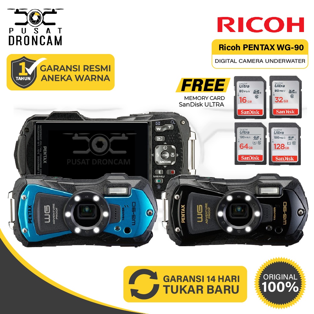 Jual Ricoh PENTAX WG-90 Digital Camera Underwater Waterproof WG90 ...