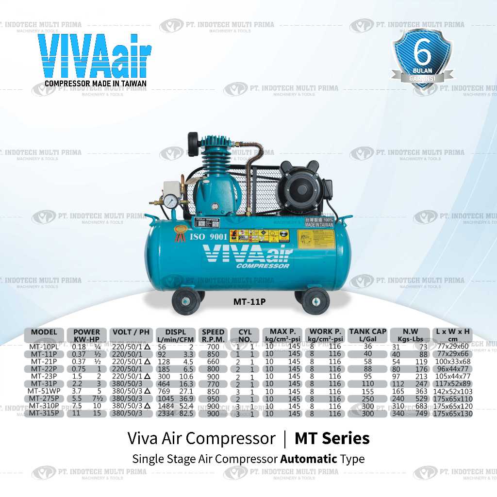 Jual Kompresor Viva Air Compressor MT Series - Automatic Type + Electro ...