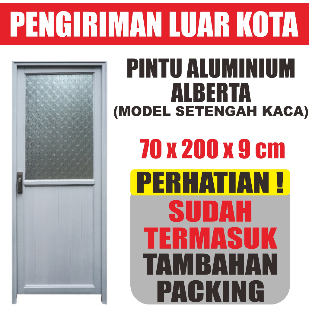 Jual PINTU ALUMUNIUM SETENGAH KACA ALBERTA + EXTRA PACKING (KHUSUS LUAR ...