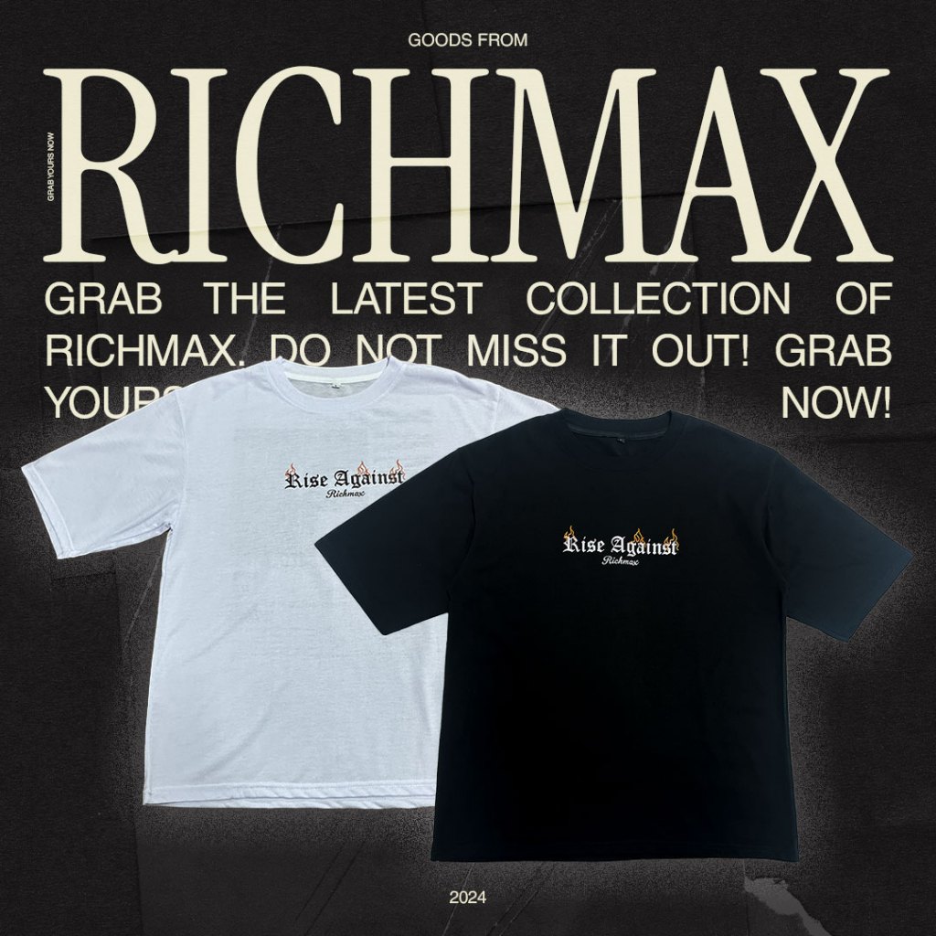 Jual KAOS DISTRO PRIA OVERSIZED RICHMAX RISE AGAINST FIGHT PEOPLE TO ...