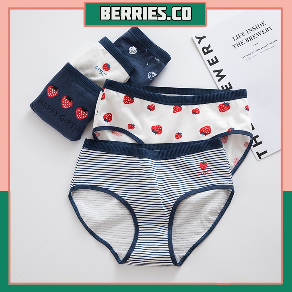 Jual BRI*CD1540 CD imut fashion Undies Motif Strawberry Celana Dalam Wanita Polos Underware ...