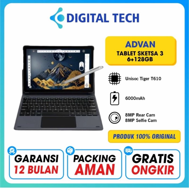 Jual Advan Tablet Sketsa 3 6+128GB Grey Full Set Garansi Resmi | Shopee ...