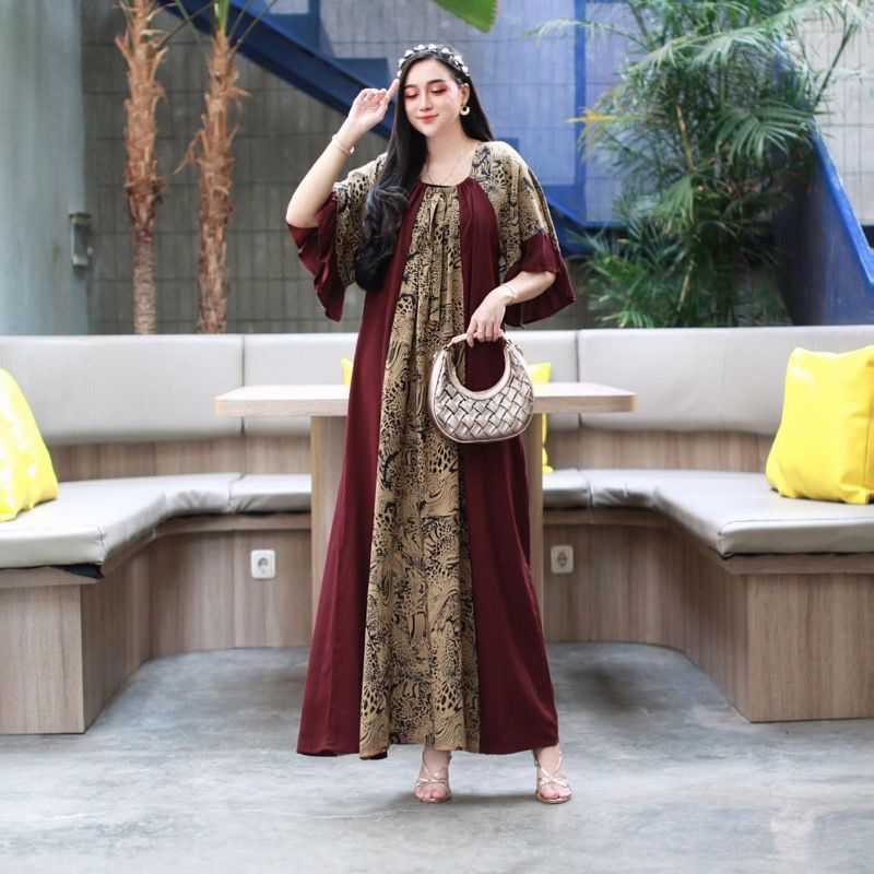 Jual DASTER ARAB COMBI FUJI LEOPARD DRESS || RAYON SUPER GRADE A ORI ...