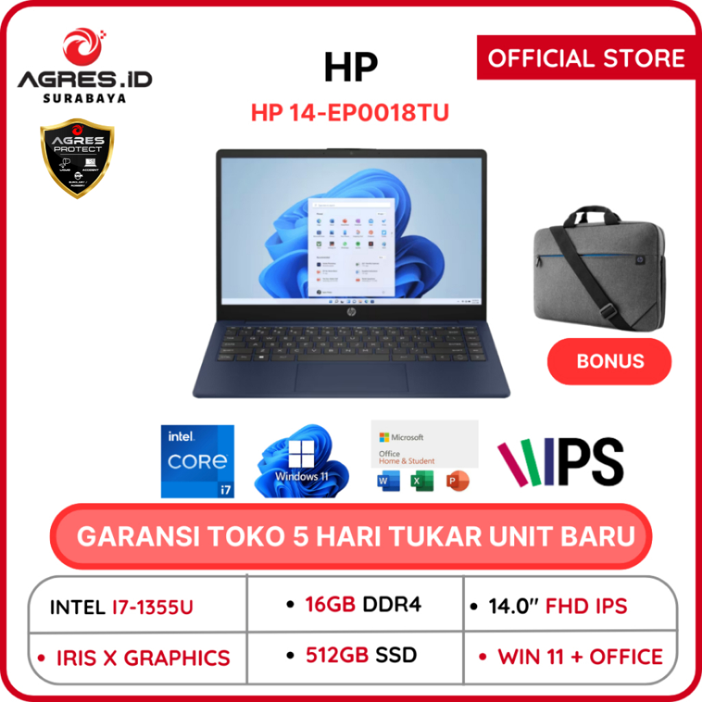 Jual HP 14S EP0018TU I7 1355 16gb 512ssd 14.0 FHD IPS Backlit Win 11 ...