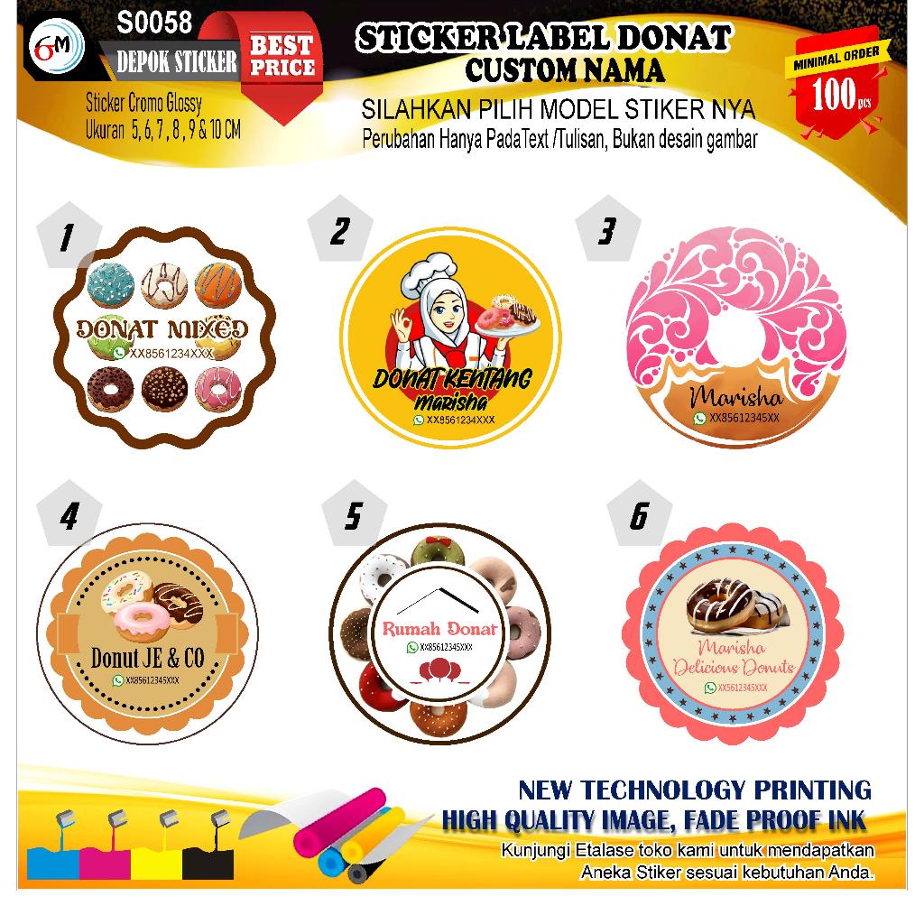 Jual Cetak Stiker label DONAT Makanan DONUT | Shopee Indonesia