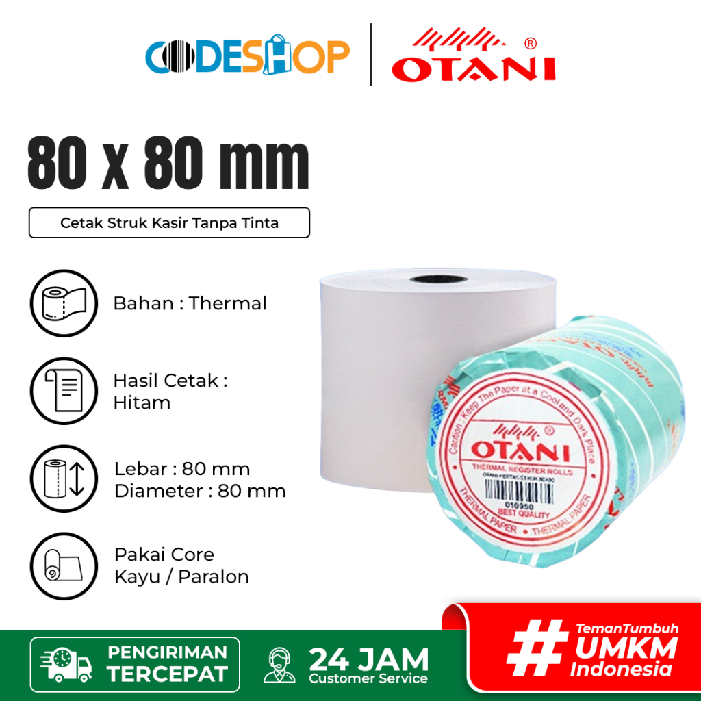 Jual Kertas Thermal Otani 80 x 80 mm Roll Printer Struk Kasir 80mm ...